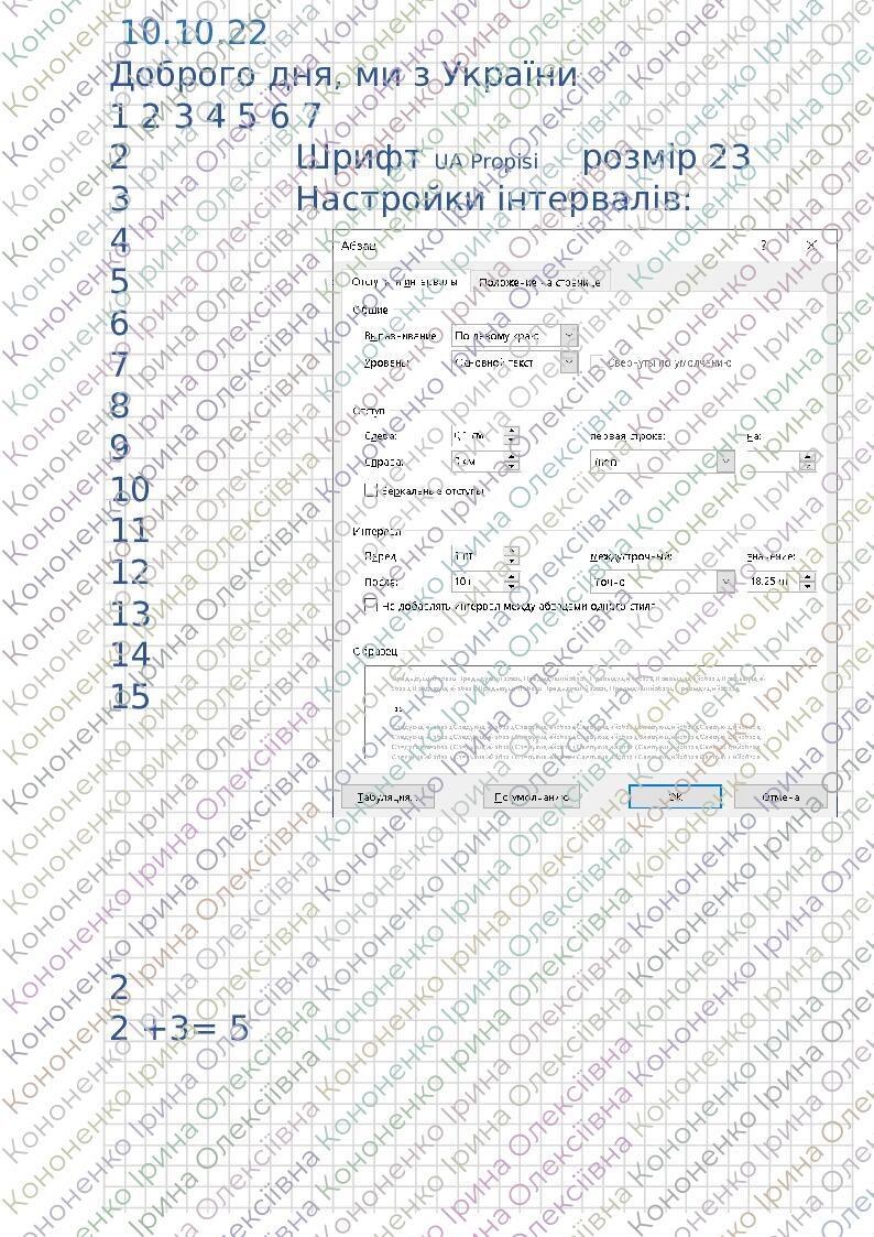 Розлінований аркуш А4 в клітинку, про шрифти UA Propisi, Cambria Math ...