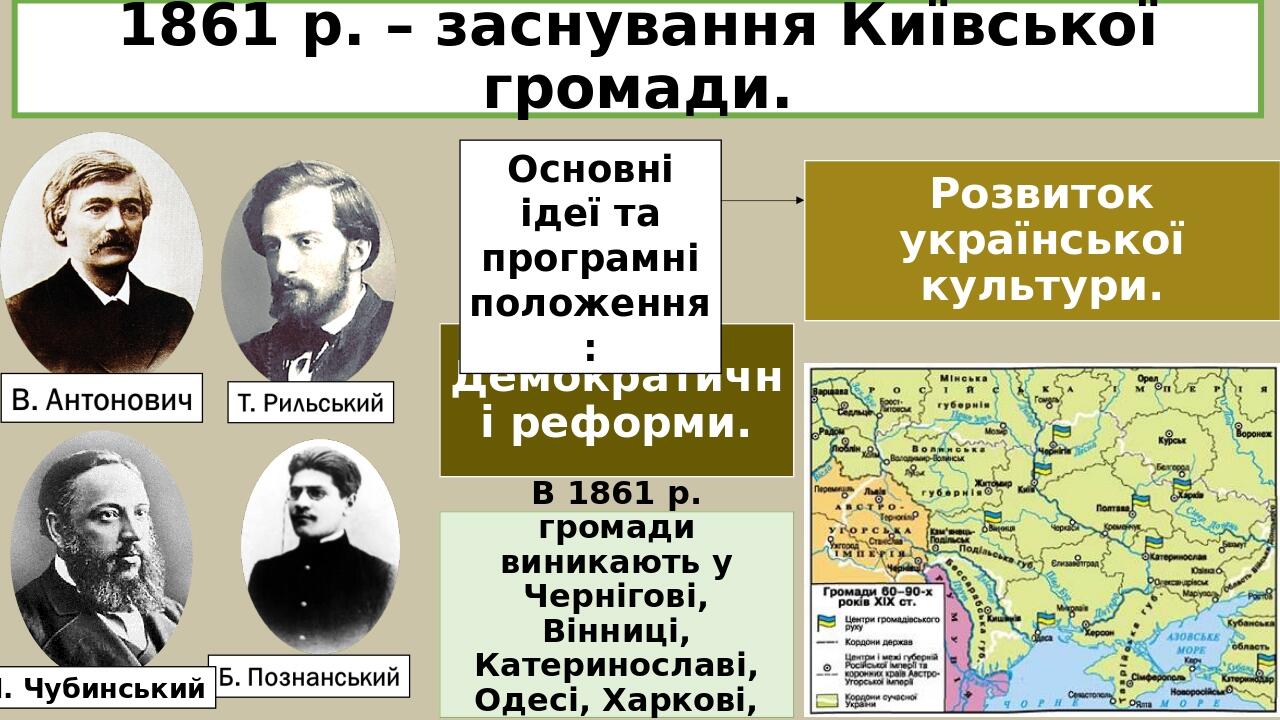 Презентація на тему Національний та суспільно політичний рух наприкінці 50 х у 60 х рр ХІХ