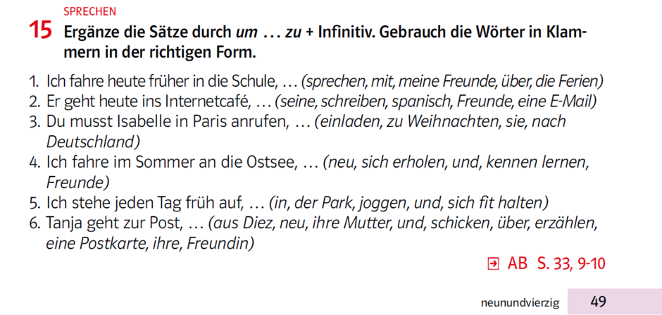 UM...ZU + INFINITIV 8 KLASSE HAUSAUFGABE | Урок на 1 завдання. Німецька ...