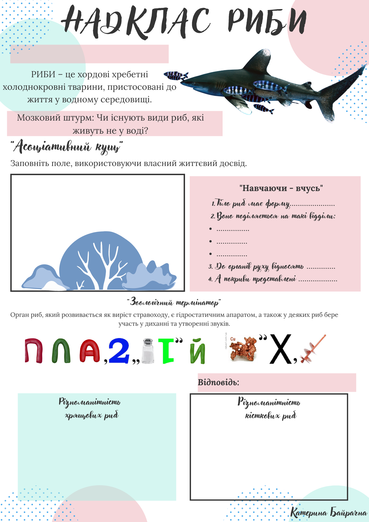 Робочий аркуш Надклас Риби Інтерактивні матеріали Біологія