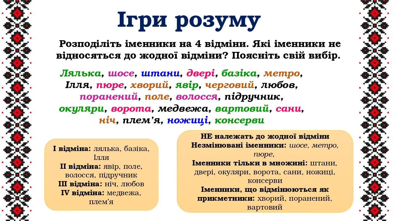 «Відмінювання іменників І відміни Презентація Українська мова