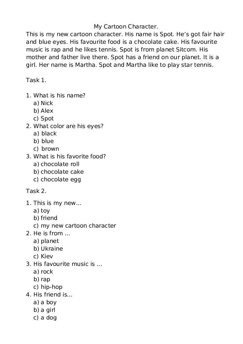 Elementary school. Texts for Listening Comprehension. | Тест ...