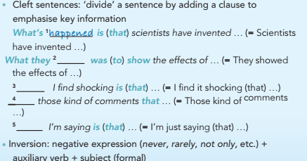 8.5 Emphasis: cleft sentences and inversion | Тест на 4 запитання ...