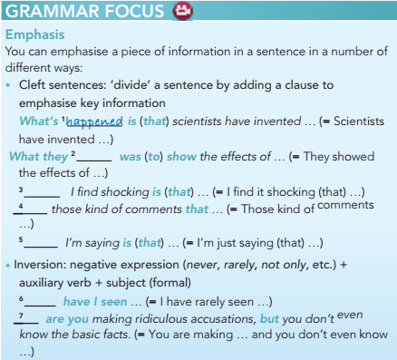 8.5 Emphasis: cleft sentences and inversion | Тест на 4 запитання ...