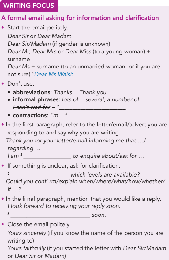 4.7 A formal email asking for information and clarification | Урок на 2 ...