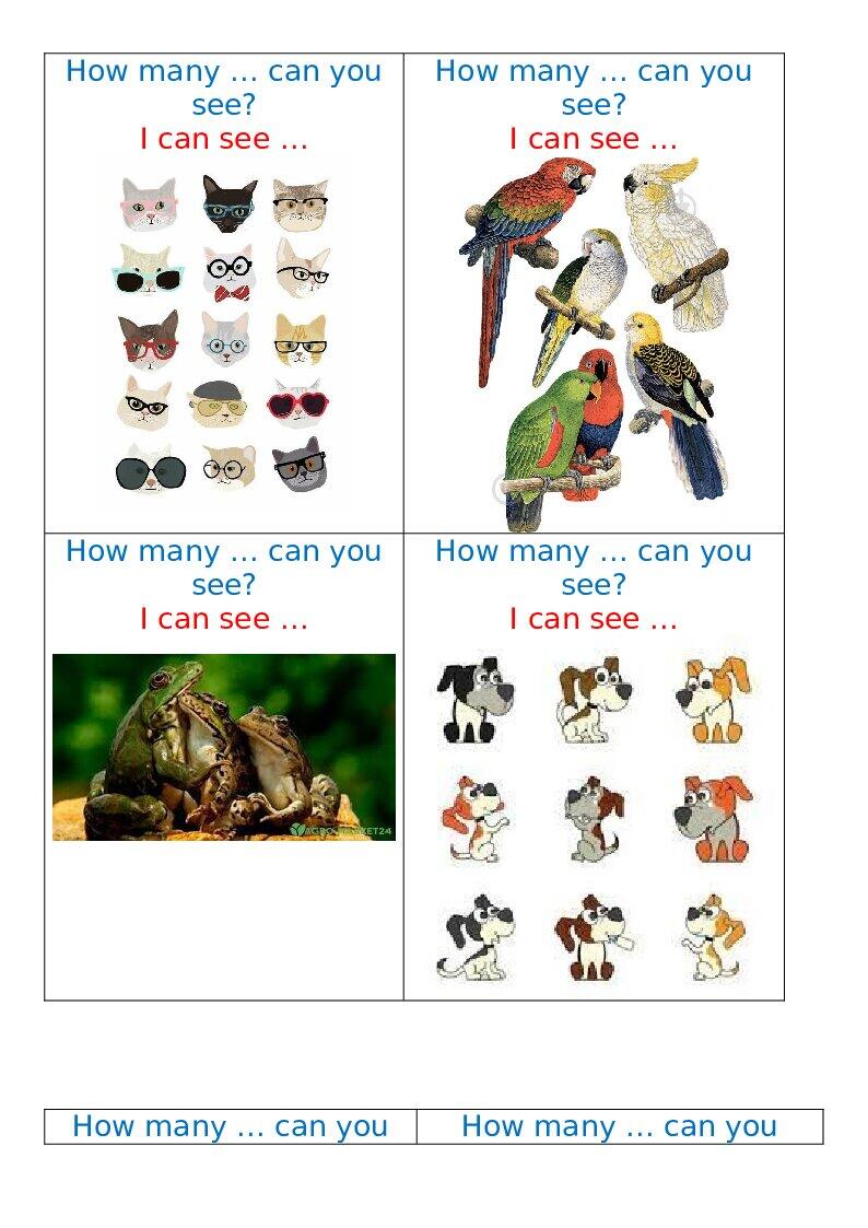 Speaking cards "Animals. How many...?" | . Англійська мова