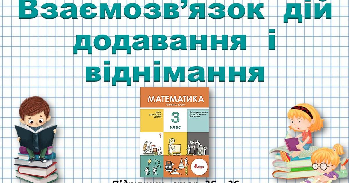 Презентація до уроку математики Взаємозвязок дій додавання і