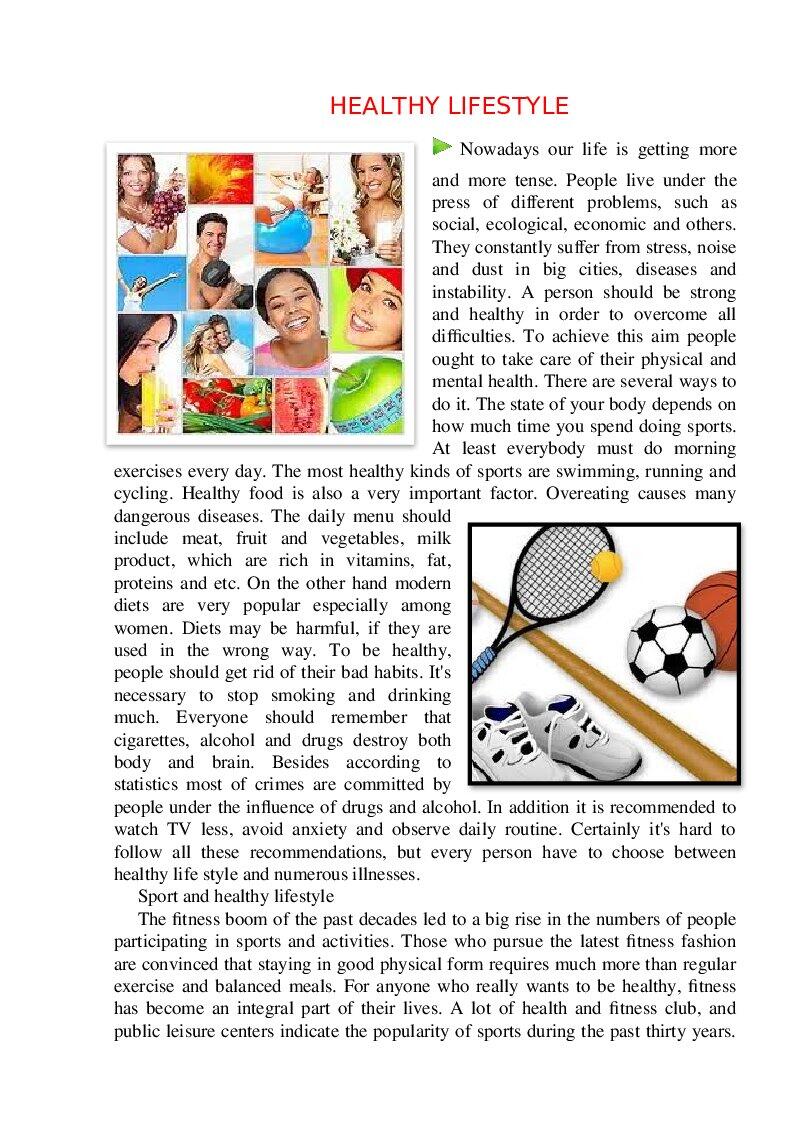 Тексти на тему "Sport" and "Healthy lifestyle" | Інші методичні ...