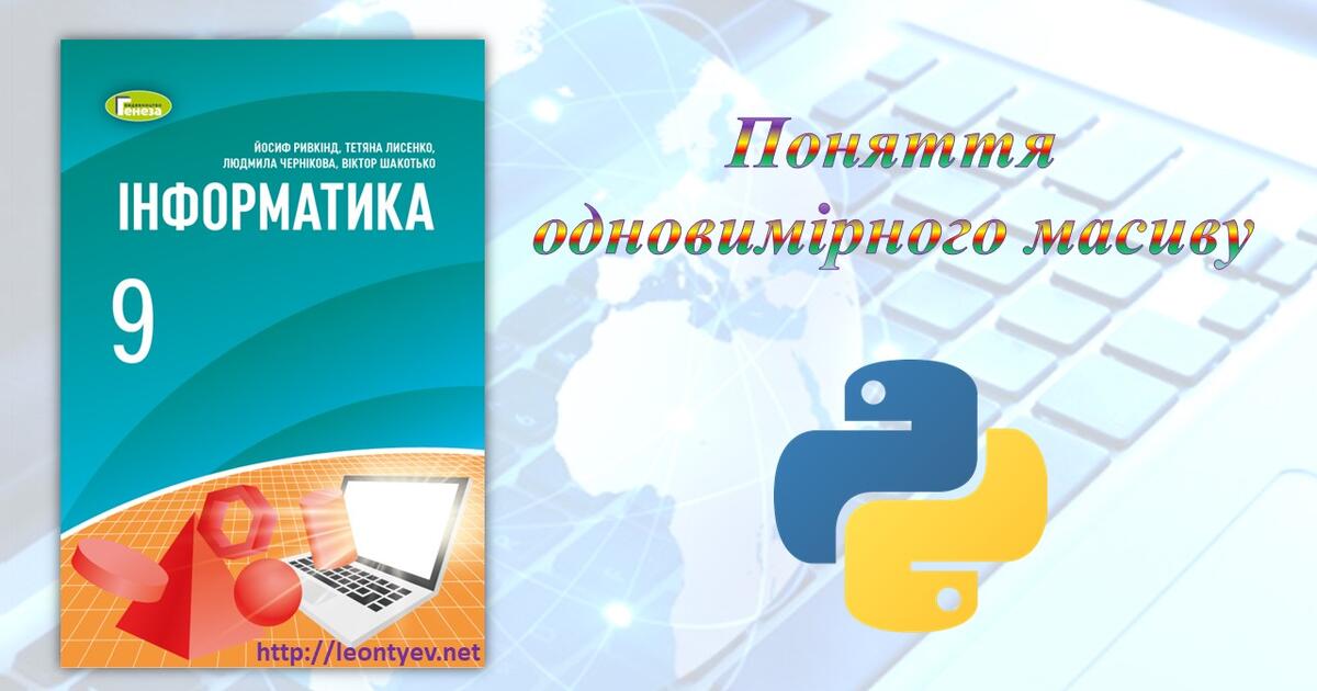 Поняття одновимірного масиву Python Тест на 9 запитань Інформатика
