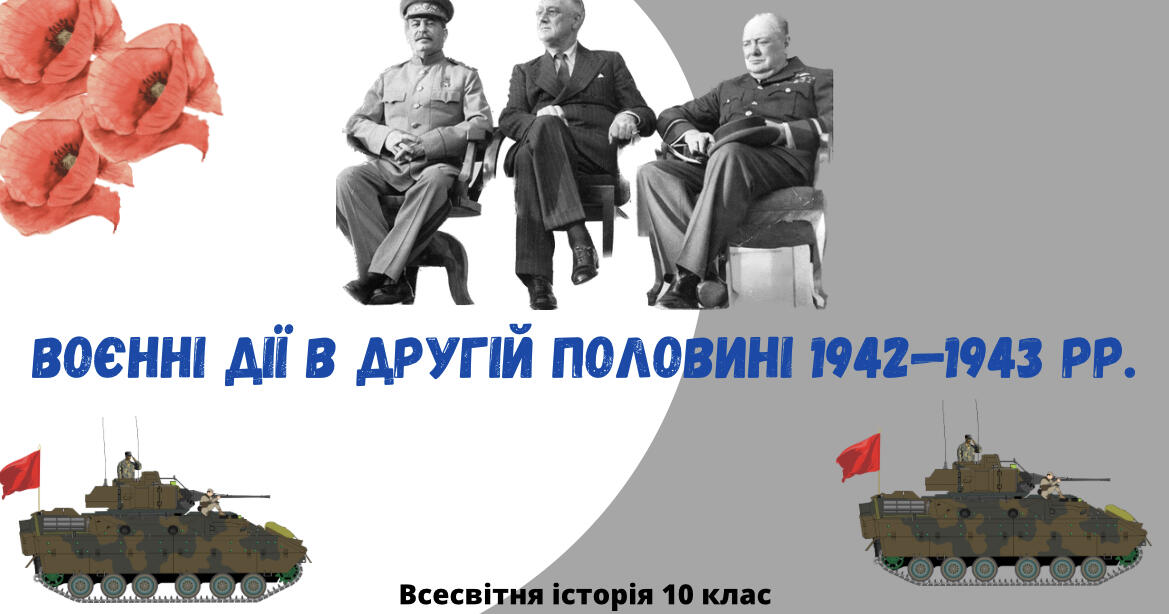 «Воєнні дії в другій половині 1942—1943 рр.». Презентація до уроку з всесвітньої історії 10 клас ...