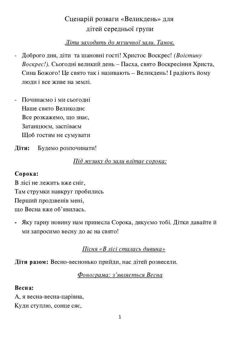 розвага Великдень середня група Конспект Дошкілля