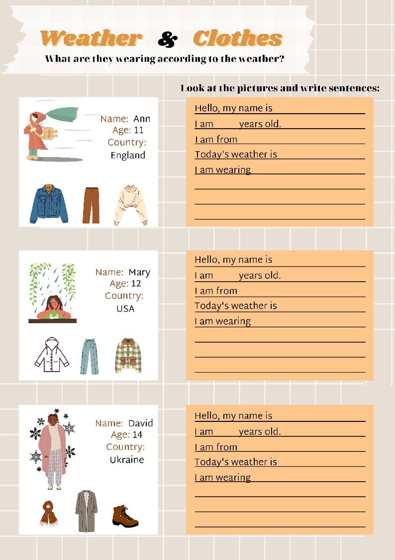 Printable worksheet "The weather and clothes" | Інші методичні ...