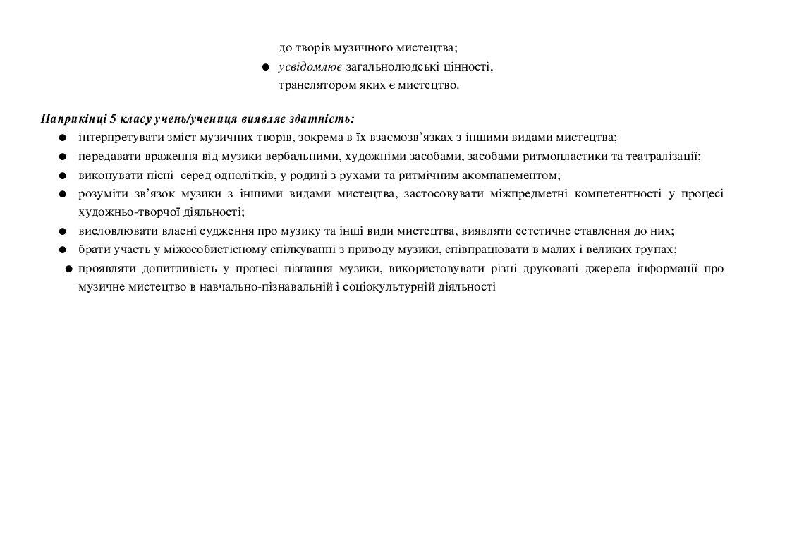 Навчальна програма з інтегрованого курсу Мистецтво 5 6 клас музичне мистецтво НУШ на