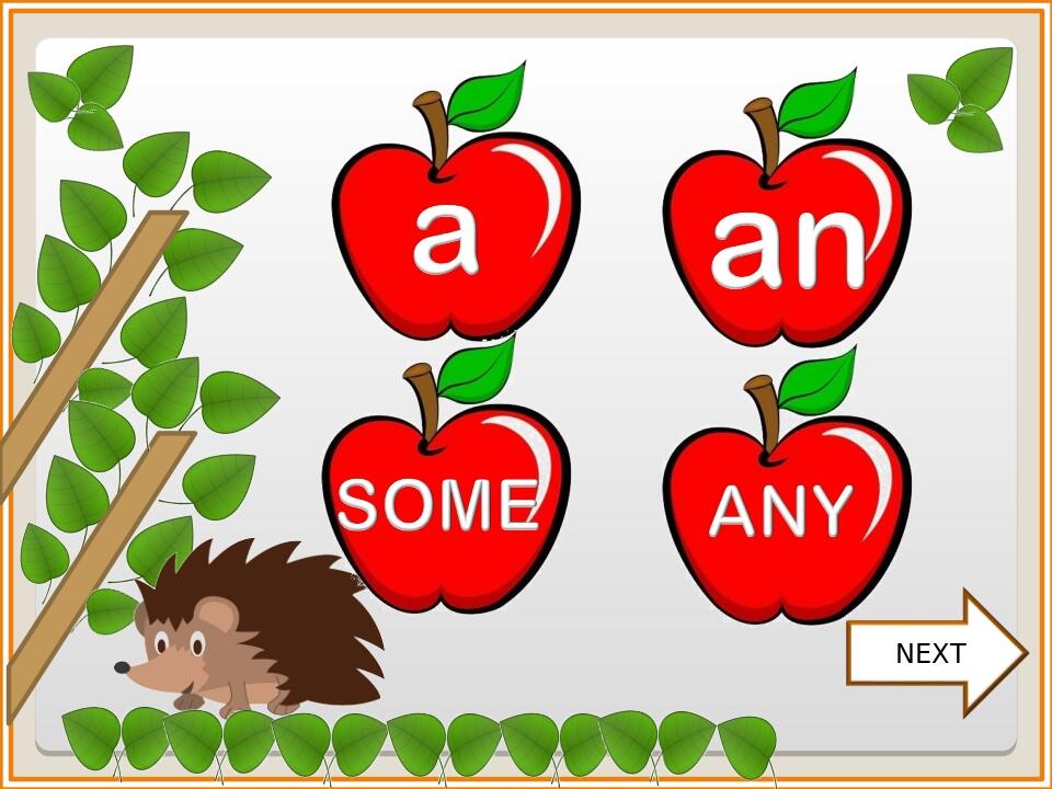Інтерактивна презентація "A, an, some, any" | Презентація. Англійська мова