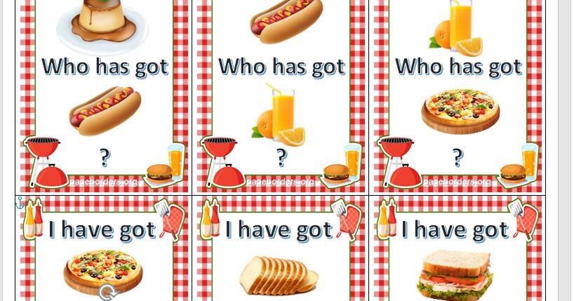 Гра "I have... Who has...?" на тему "Food" | Інтерактивні матеріали ...