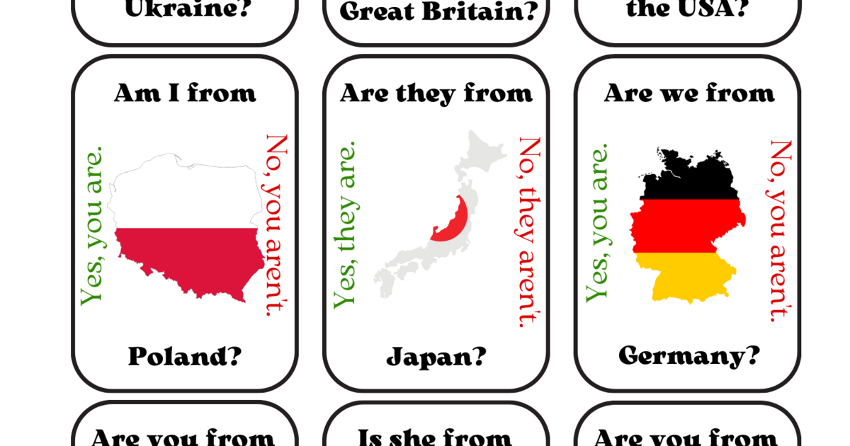 Go fish! Countries. Are you from..? | Інтерактивні матеріали ...