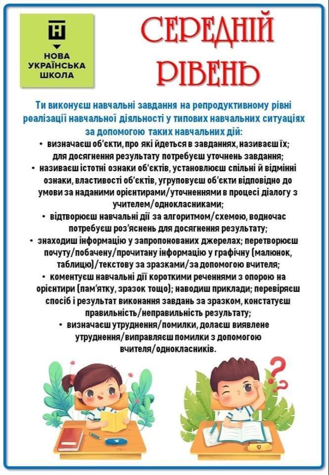 Критерії оцінювання НУШ рівневе оцінювання Ілюстрації НУШ